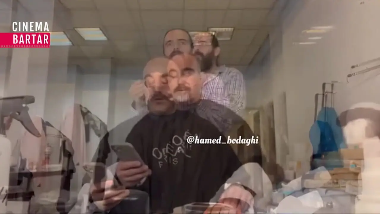 ویدئو محسن تنابنده و نوید محمد زاده در اتاق گریم فیلم «زودپز